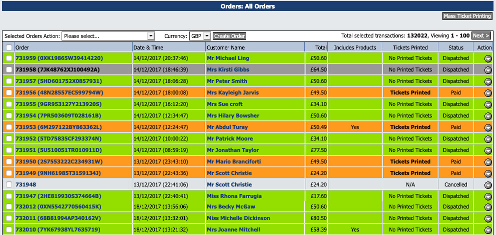 Orders Page - Layout and Initial Options – Wilson Digital Media Ltd